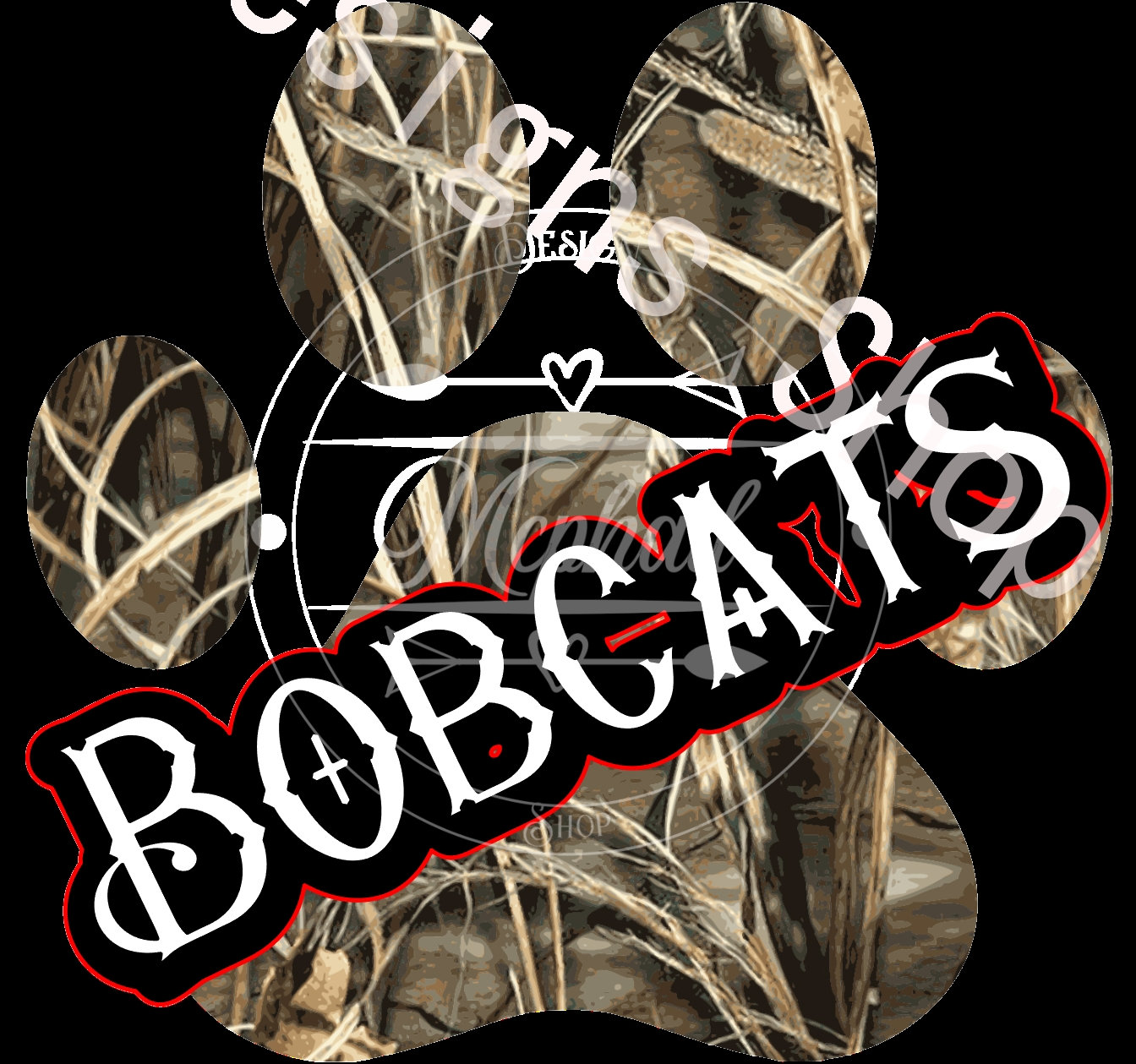 Bobcats Camo Paw Print, Football, School Mascot, Camouflage ...