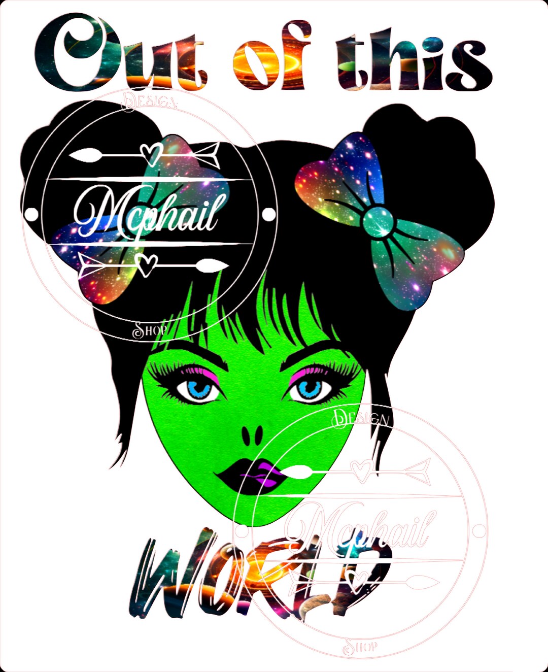 Space Alien Girl, Out of This World, Space Buns, Galaxy and Planets PNG ...