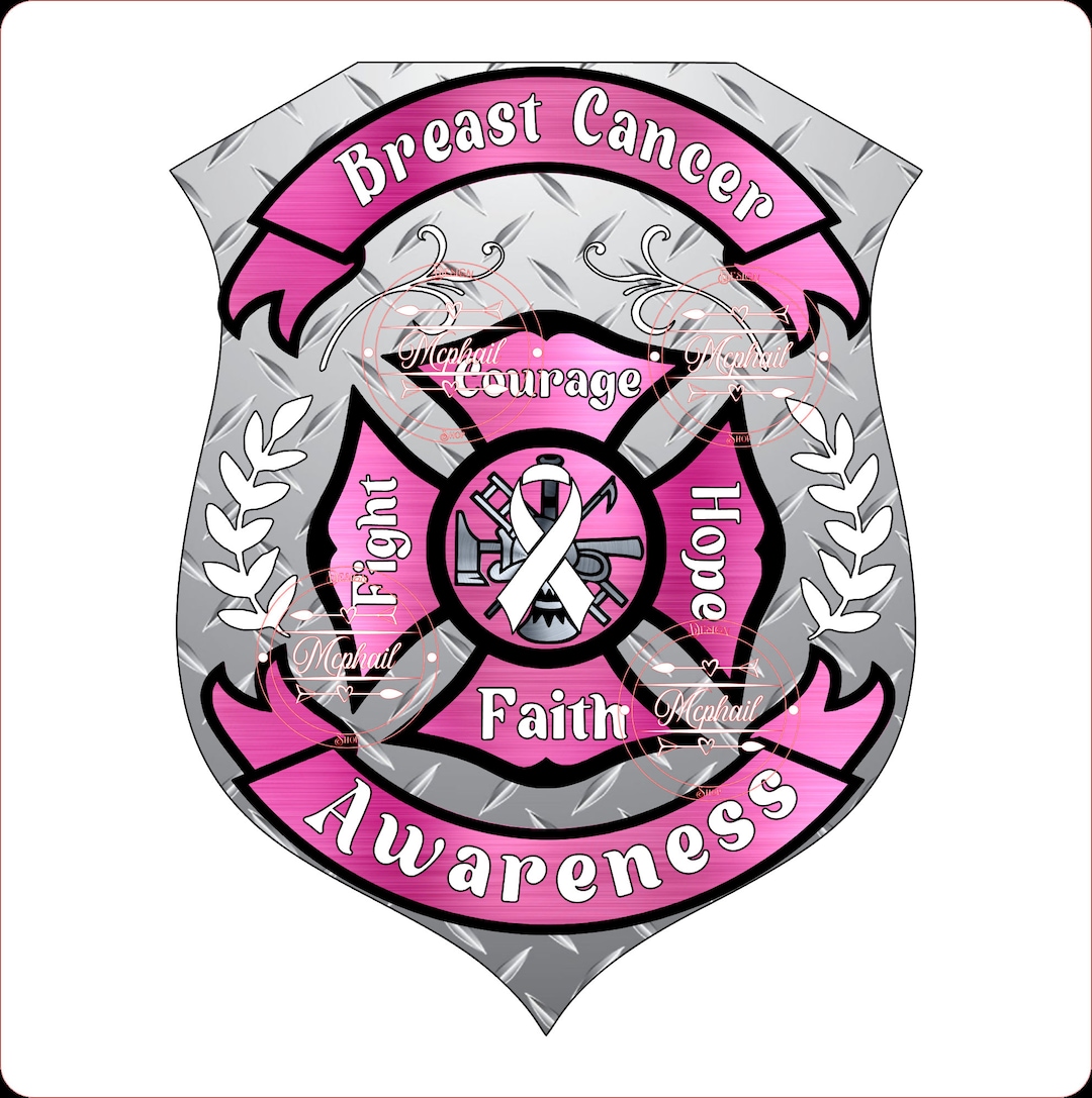 Breast Cancer Awareness Fire Department Badge, Diamond Plated Pink ...