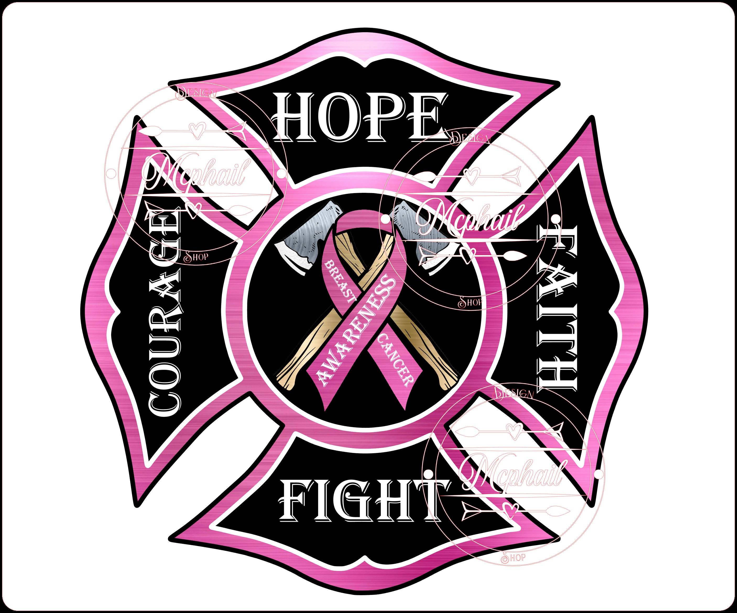 Breast Cancer Fire Maltese, Fire Dept. Cross, Cancer Awareness ...