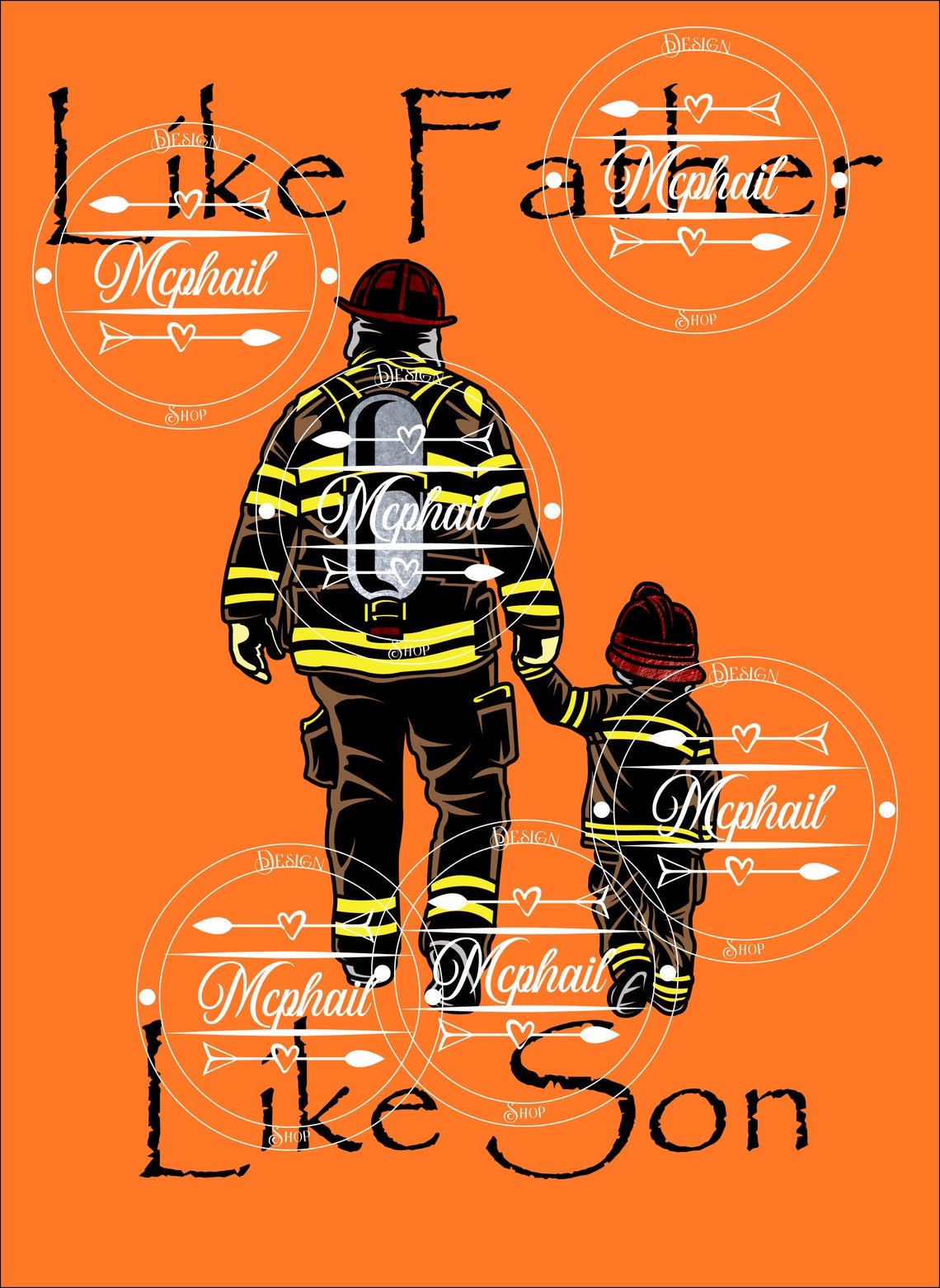 Like Father Like Son, Father's Day Firefighter PNG Digital Download ...