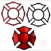 3 Metallic Maltese Designs, Fire Department Cross Design, Black, Red ...