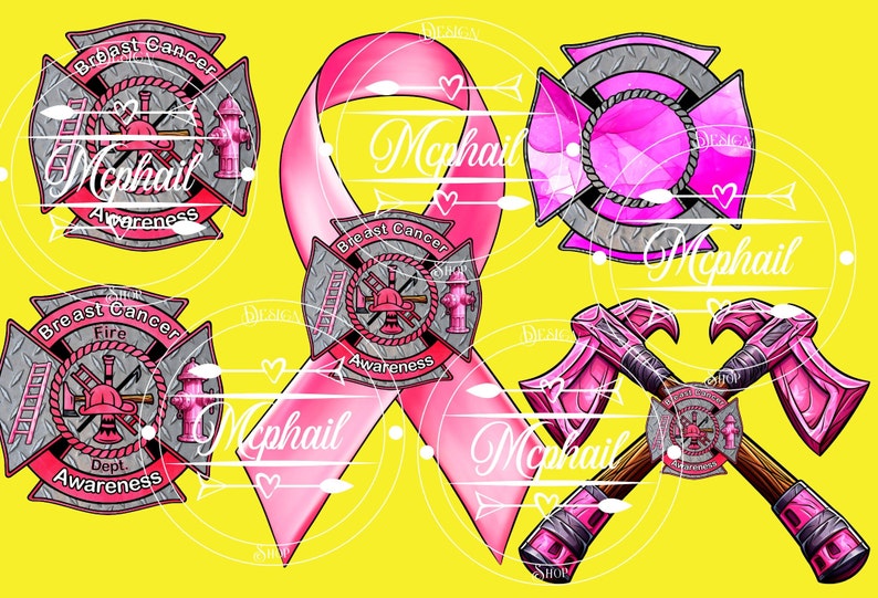 Bundle 5 Breast Cancer Awareness Fire Dept Maltese PNG Digital Download ...
