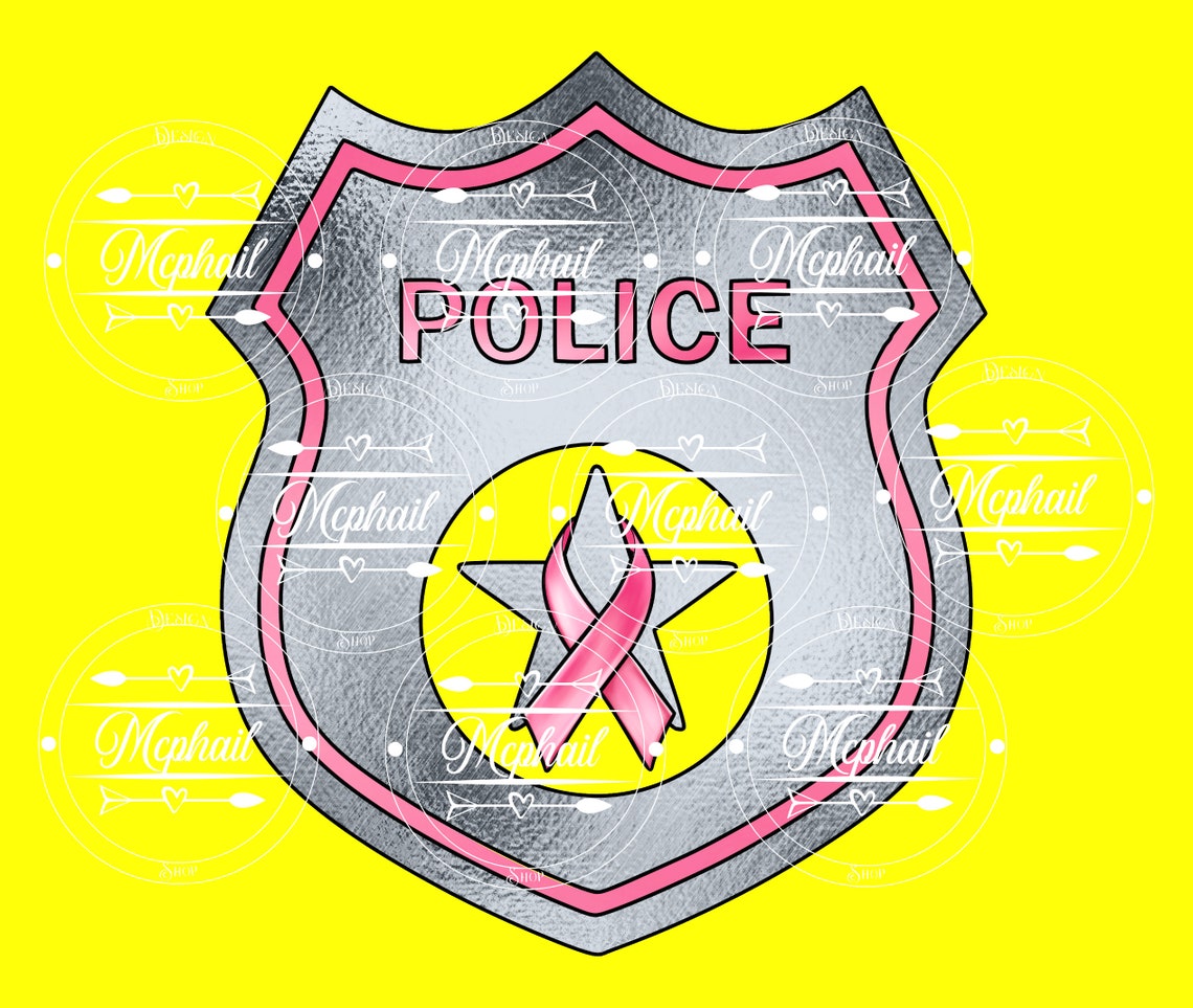 Police Badge Breast Cancer Awareness Police Badge Pink Ribbon October ...
