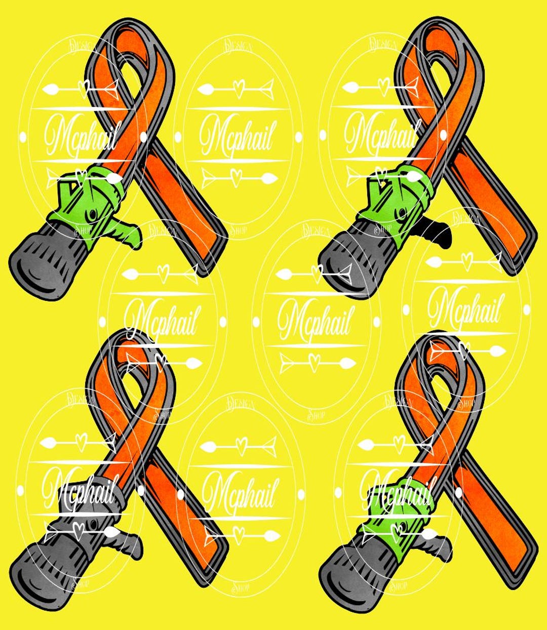 Orange Cancer Ribbon Fire Hose Firefighter Cancer Awareness Hose Ribbon ...