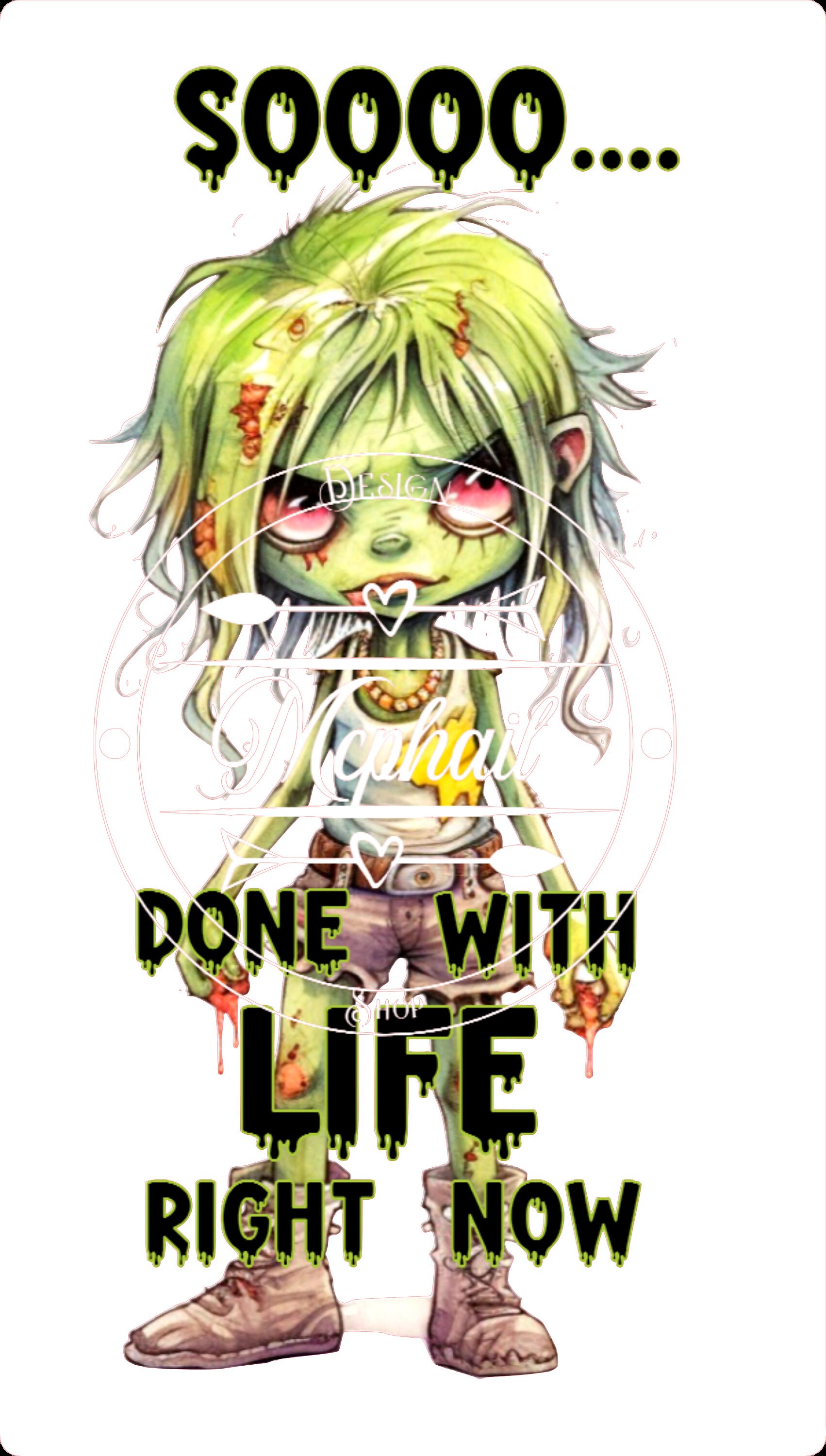 Done With Life Halloween Teen Zombie Girl, PNG Digital Download File ...