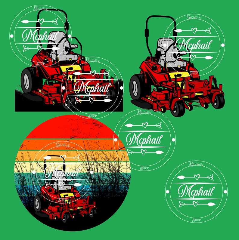 Red Watercolor Zero Turn Logo Lawnmower Bundle Zero Turn Lawn Mower ...