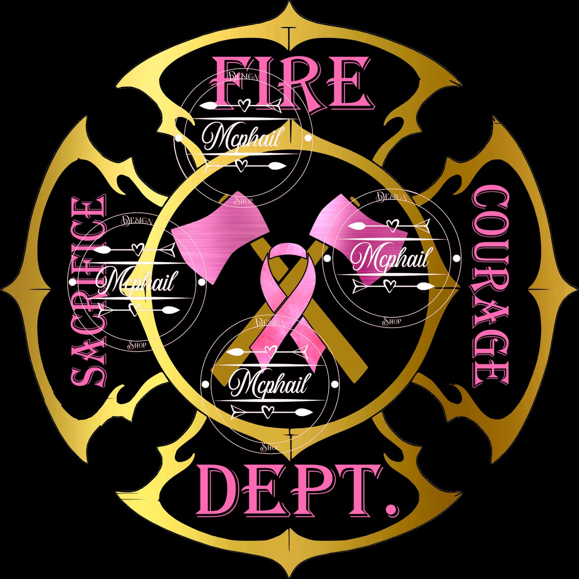 Fire Dept. Breast Cancer Maltese, Fire Department Cross, Breast Cancer ...