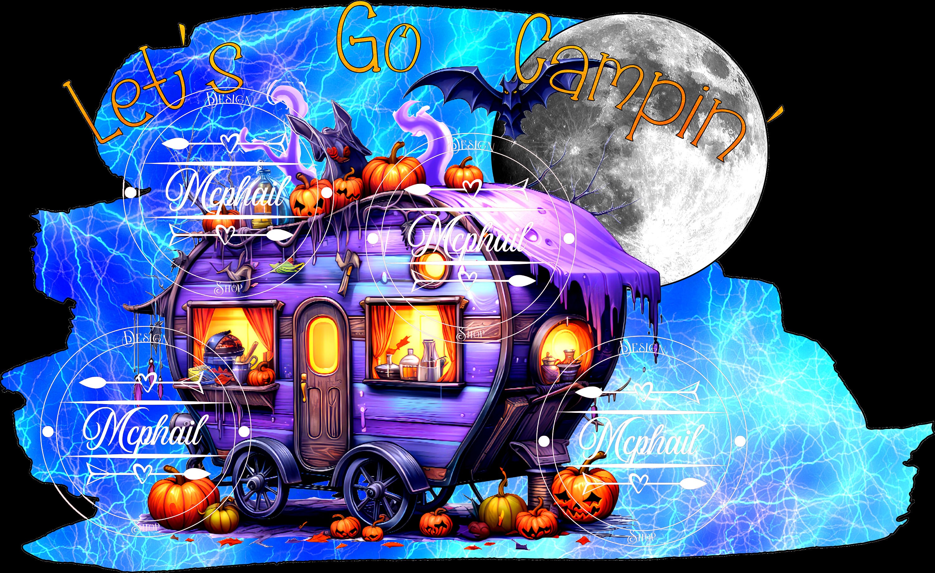 4 PNG Digital Downloads of Halloween Campers, Let's Go Campin ...