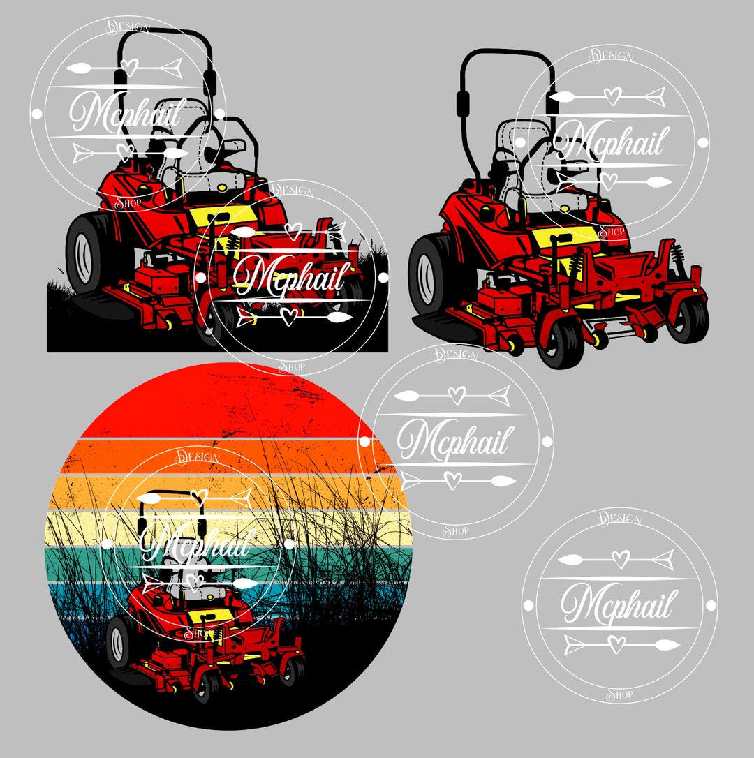 Red Watercolor Zero Turn Logo Lawnmower Bundle Zero Turn Lawn Mower ...