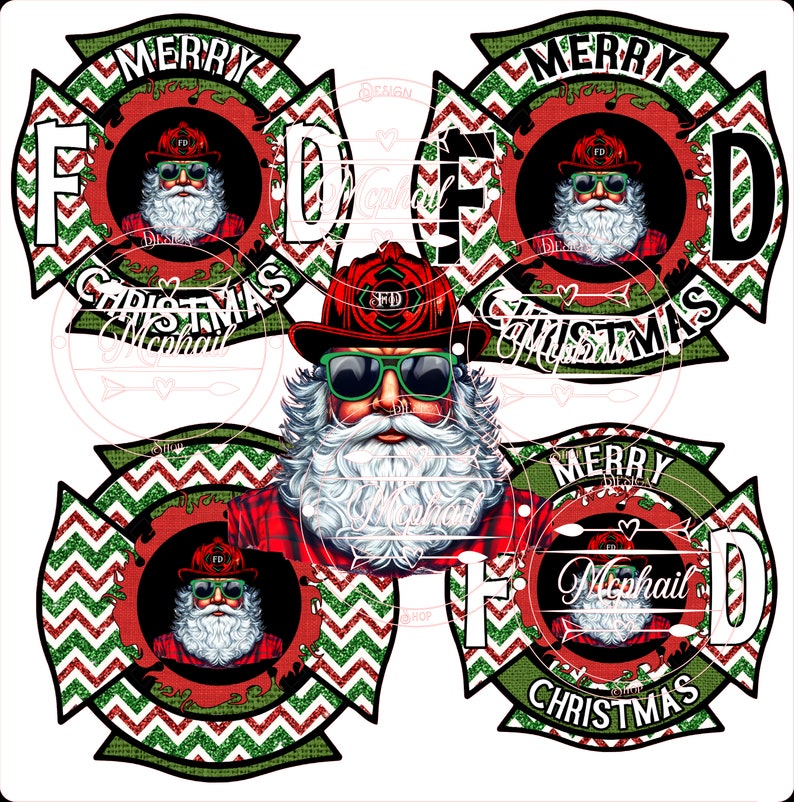 Christmas Fire Dept Maltese Bundle, Fireman Santa, Cool Firefighter ...
