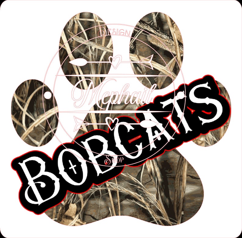 Bobcats Camo Paw Print, Football, School Mascot, Camouflage ...