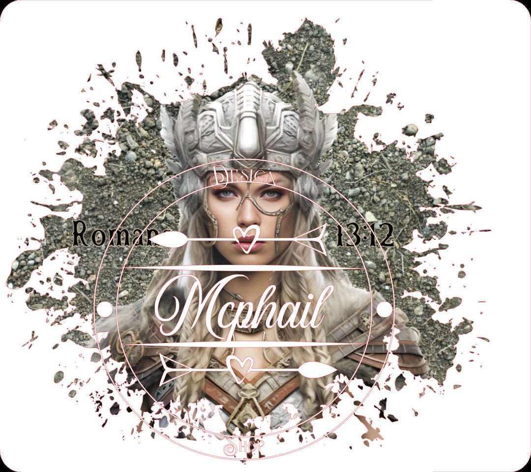 Romans 13:12 Bible Verse Armored Viking Girl Gravel Bleached Background ...