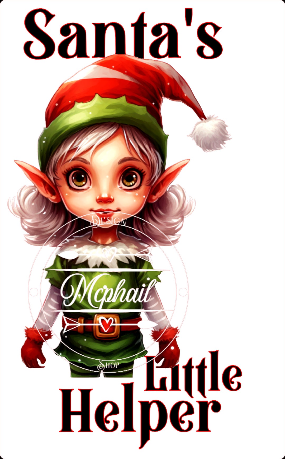 Santa's Little Helper Girl Elf, Christmas Elf, PNG Digital Download ...