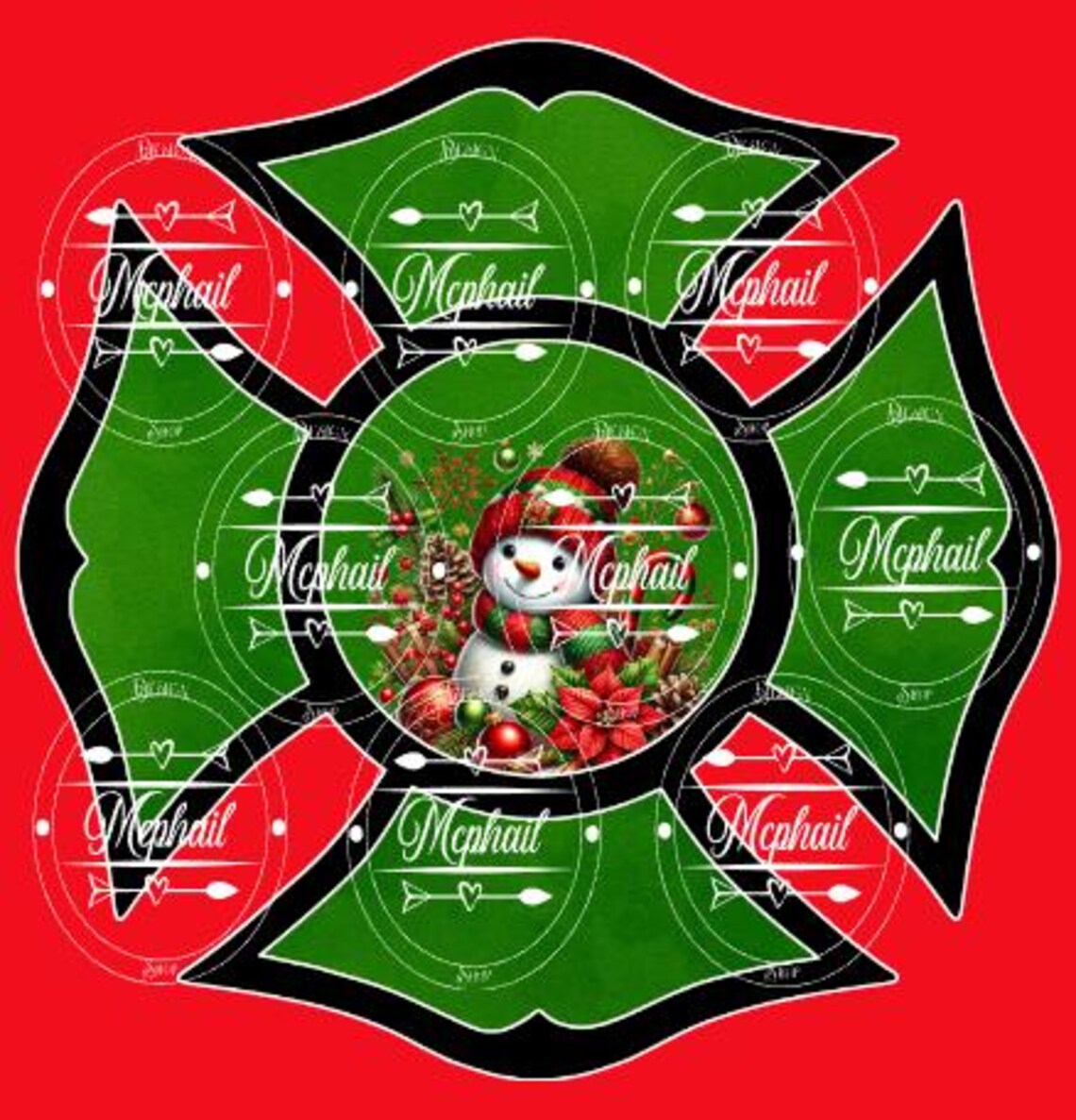 Christmas Firefighter Maltese Cross Png Digital Download Bundle ...