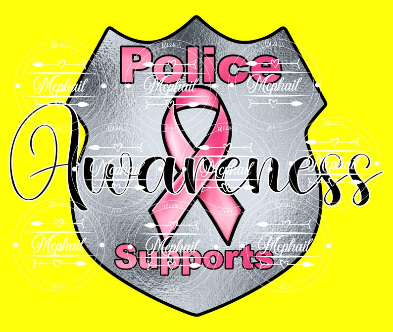 Police Badge Breast Cancer Awareness Police Badge Pink Ribbon October ...