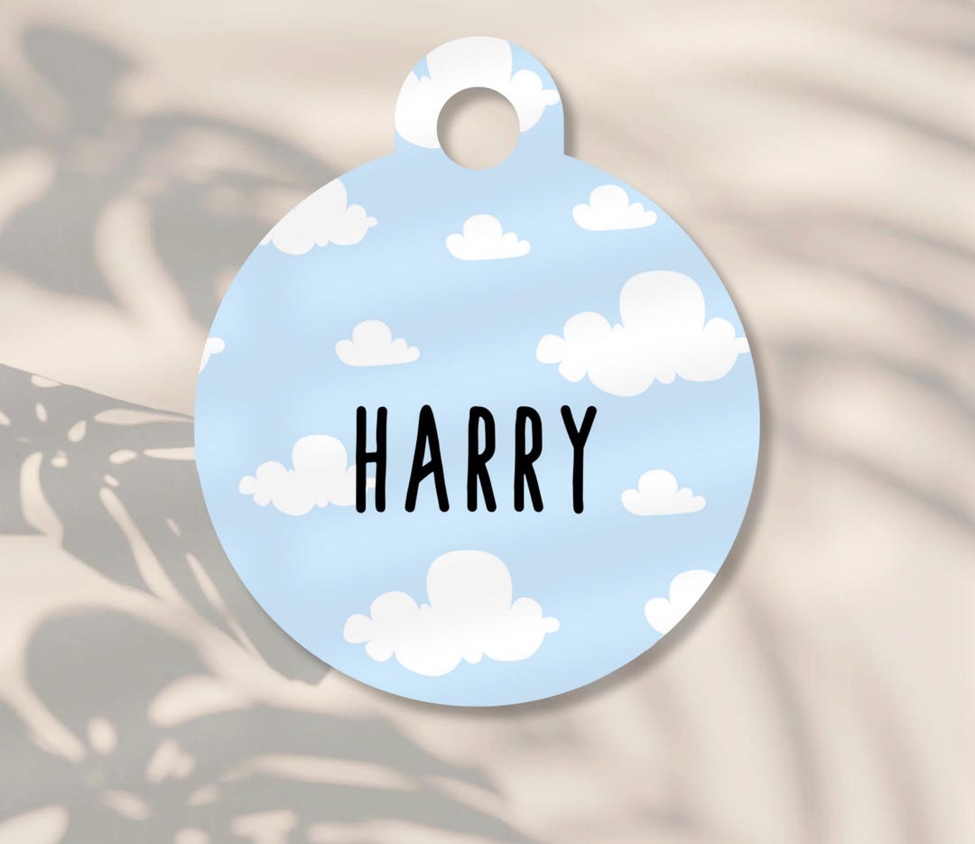 Dog Name Tag Boy, Dog Tag Blue Clouds, Metal Dog Name Tag, Cheap Pet ...