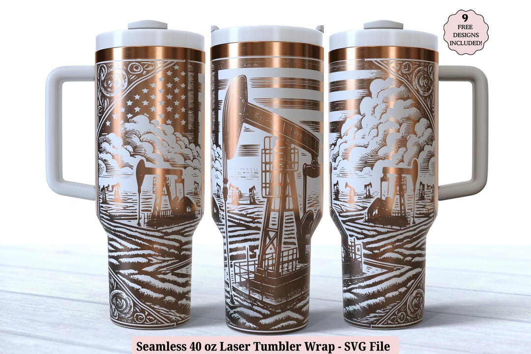 Oil Field Laser Wrap SVG for Laser Rotary, Oil Rig Worker Oilfield Pump ...