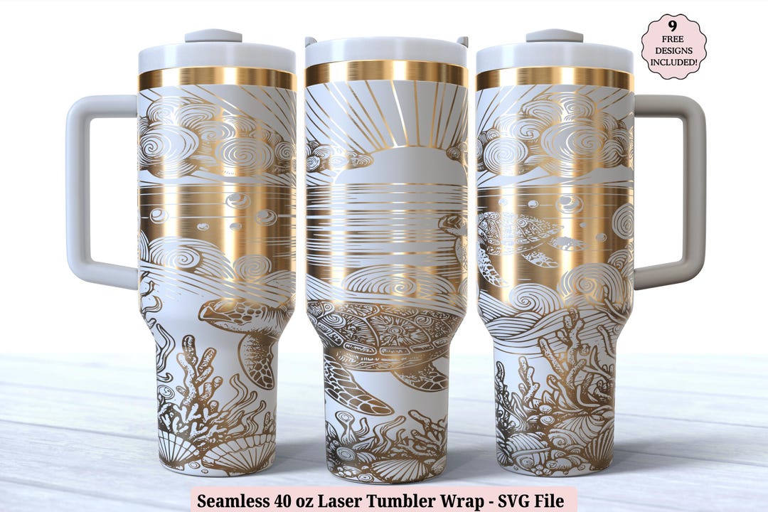Sea Turtle Laser Tumbler Wrap SVG for Laser Rotary, Tropical Beach Baby ...