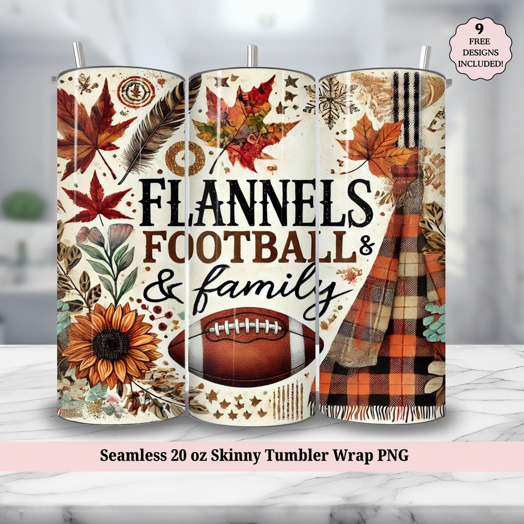 Boho Fall Tumbler Wrap PNG - Rustic Flannel Football Family ...