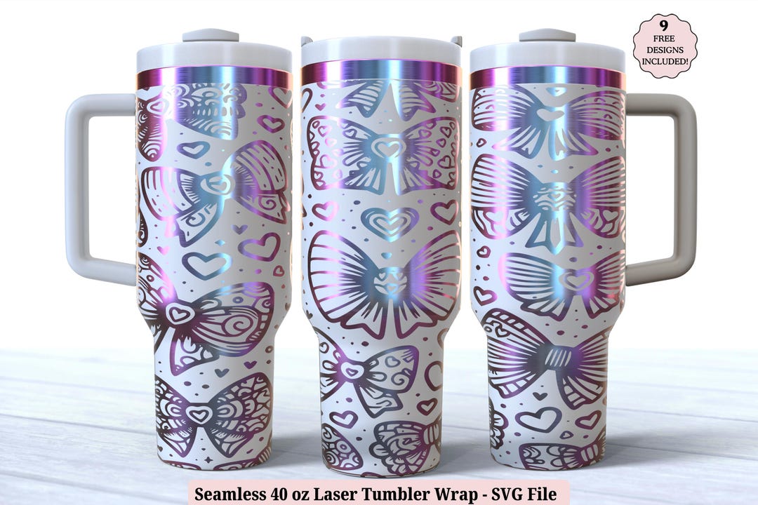 Coquette Bows Laser Tumbler Wrap SVG for Laser Rotary, Pretty Bow Girly ...