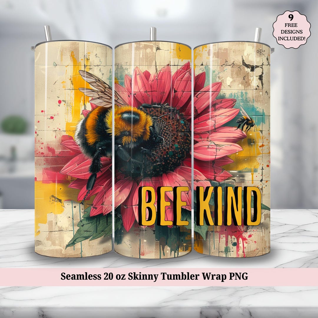 Bee Affirmation Tumbler Wrap, Seamless 20oz Skinny Sublimation Tumbler ...