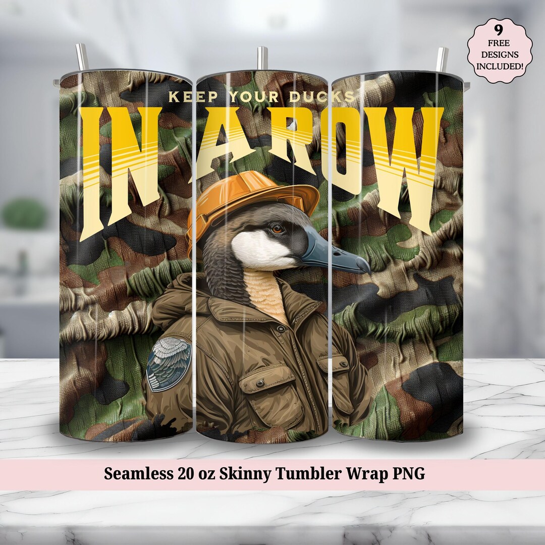 Duck Tumbler Wrap - Camo Hunting Season Animal Seamless 20 Oz Skinny ...