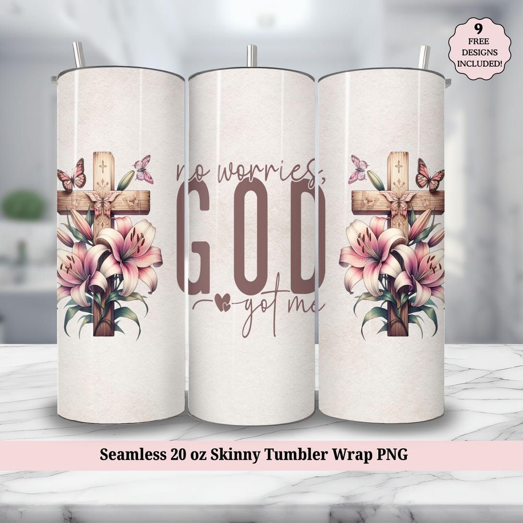 God Got Me Christian Tumbler Wrap PNG, Boho Bible Verse Faith Cross ...