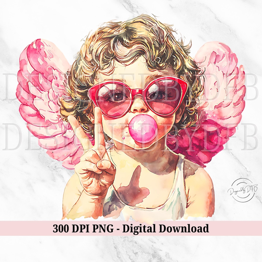 Retro Cupid Blowing Bubble PNG, Vintage Valentines Day T Shirt, Cupid ...