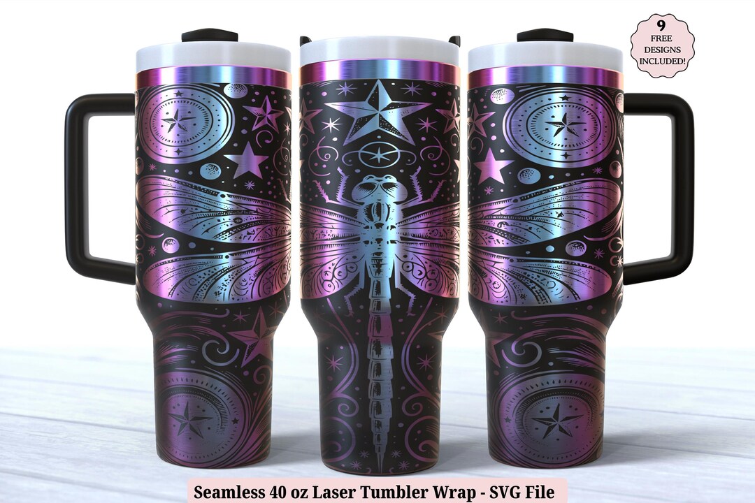 Dragonfly Laser Wrap SVG for Laser Rotary, Celestial Dragonflies ...