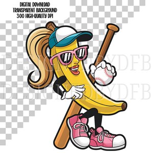 Let's Go Lady Bananas Baseball PNG Bundle, Funny Banana Playing ...