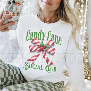 Candy Cane Social Club PNG, Coquette Bow PNG, Merry Christmas PNG ...