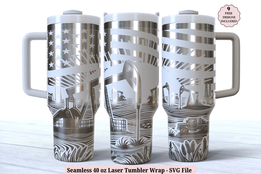 Oil Field Laser Wrap SVG for Laser Rotary, Oil Rig Worker Oilfield Pump ...