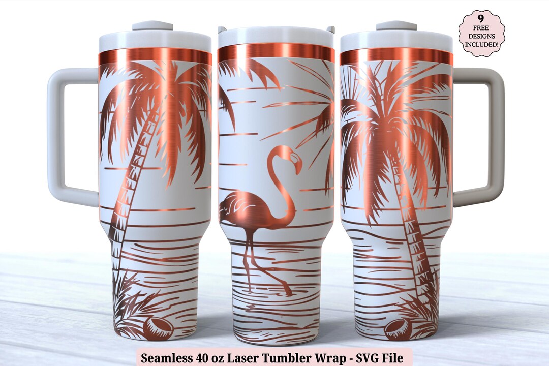 Flamingo Laser Wrap SVG for Laser Rotary, Tropical Beach Vacation ...