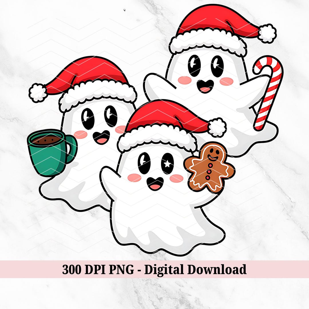 Christmas PNG - Cute Christmas Ghost PNG - Boojee Ghost Iced Coffee PNG ...