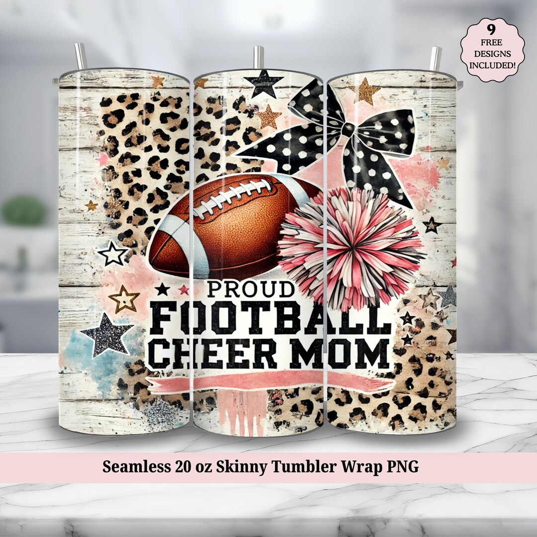 Football Cheer Mom Fall Tumbler Wrap PNG - American School Sports ...