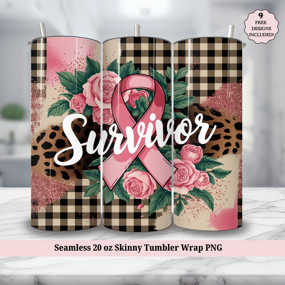 Pink Ribbon Awareness Breast Cancer Survivor Ribbon Seamless 20oz ...