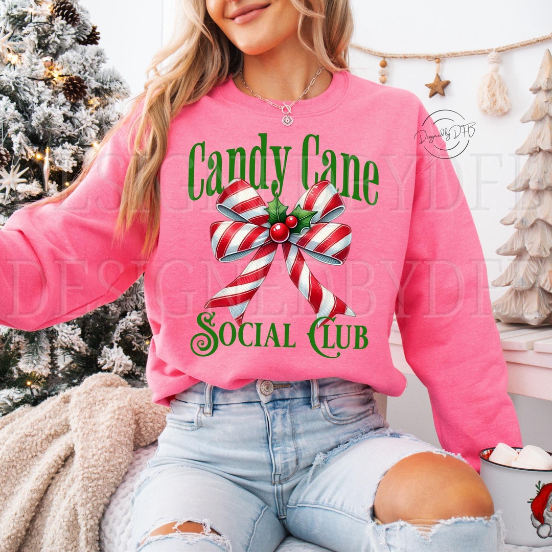 Candy Cane Social Club PNG, Coquette Bow PNG, Merry Christmas PNG ...