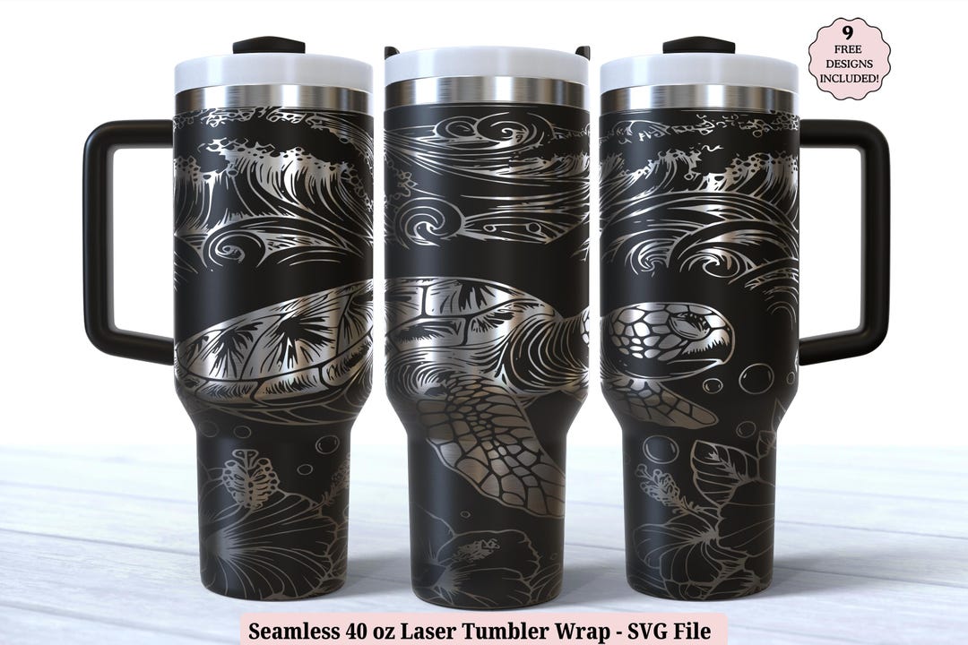 Sea Turtle Laser Tumbler Wrap SVG for Laser Rotary, Tropical Beach Baby ...