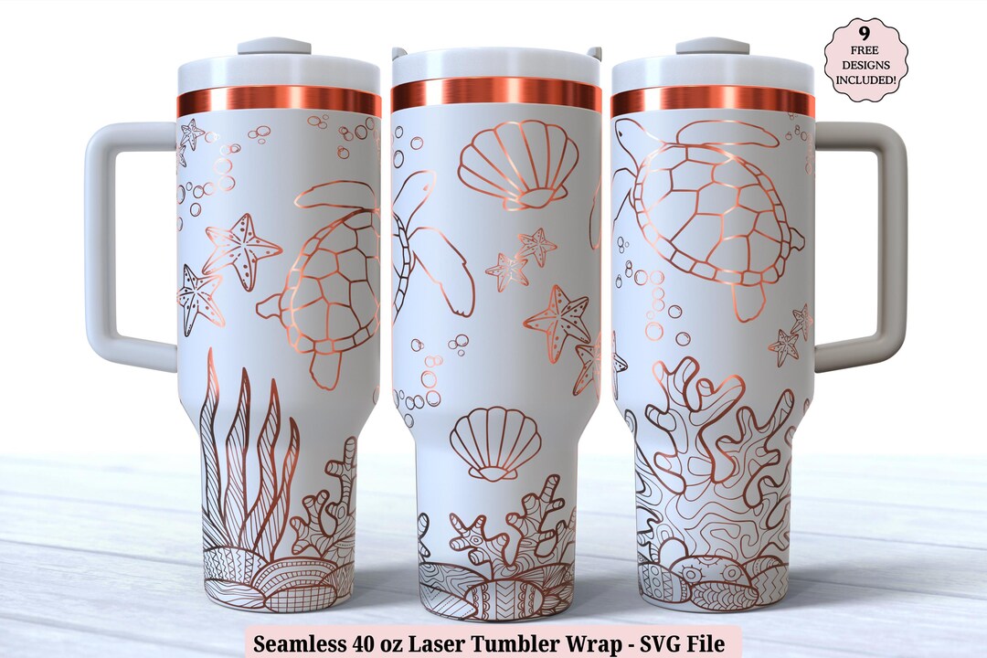 Sea Turtle Laser Tumbler Wrap SVG for Laser Rotary, Tropical Beach Baby ...