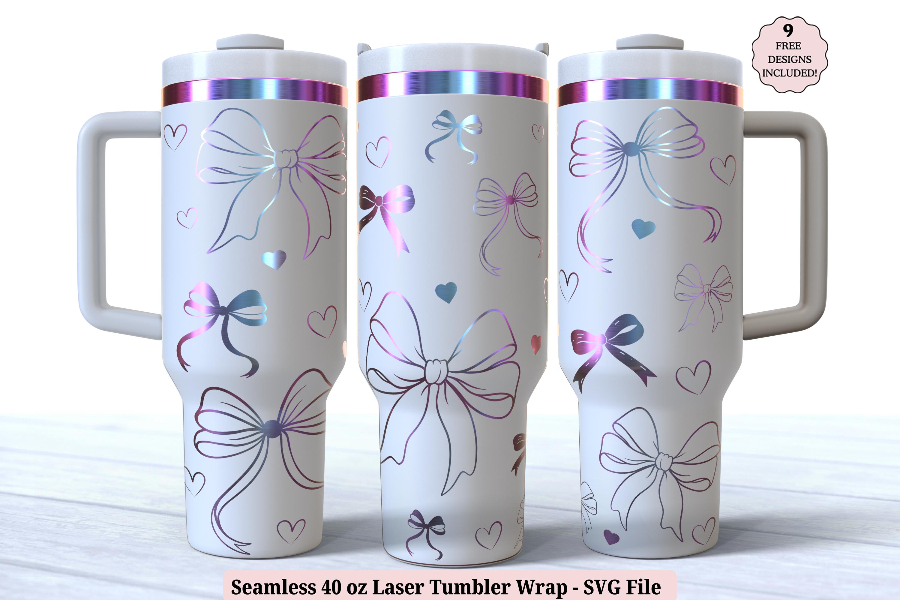 Coquette Bows Laser Tumbler Wrap SVG for Laser Rotary, Pretty Bow Girly ...