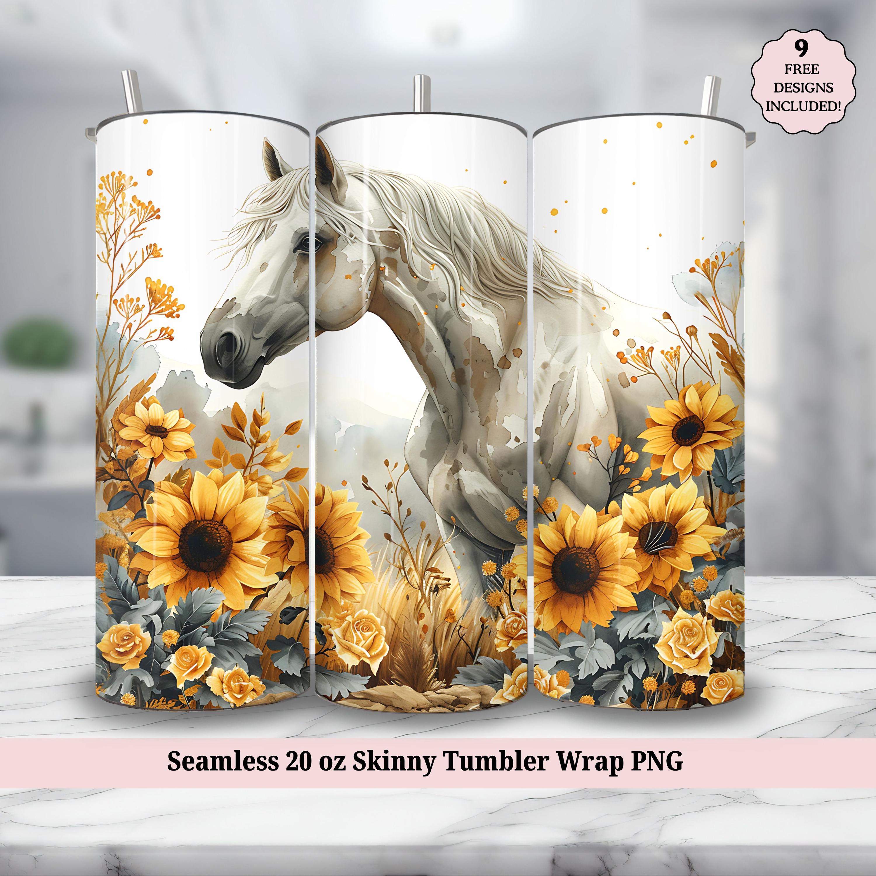 Floral Boho Horse Seamless 20 Oz Skinny Tumbler Sublimation Design ...