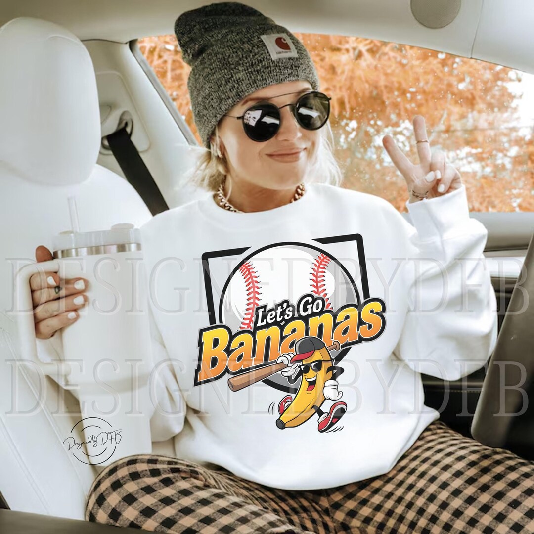 Let's Go Bananas Baseball PNG, Funny Banana Playing Baseball, Sports ...