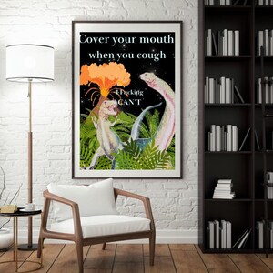 Dinosaur Retro Wall Art, Vintage 90s Dino Print Funny Weird Adult ...