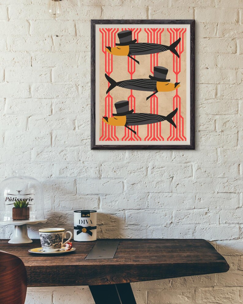 Sardine Top Hat Print, Digital Poster, Kitchen Wall Art,deco Food Art ...