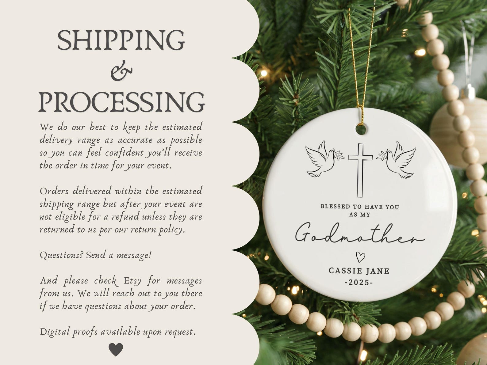 Godparents Christmas Ornament, Personalized Godparent Keepsake Gift ...