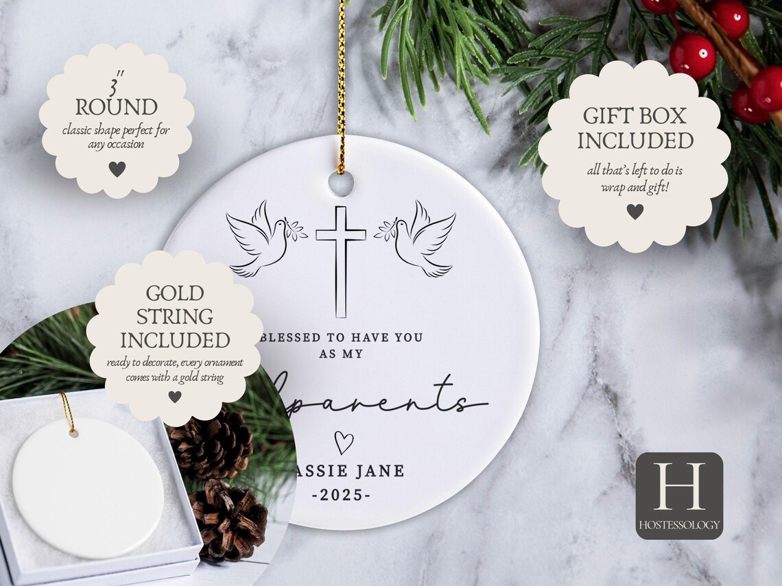 Godparents Christmas Ornament, Personalized Godparent Keepsake Gift ...