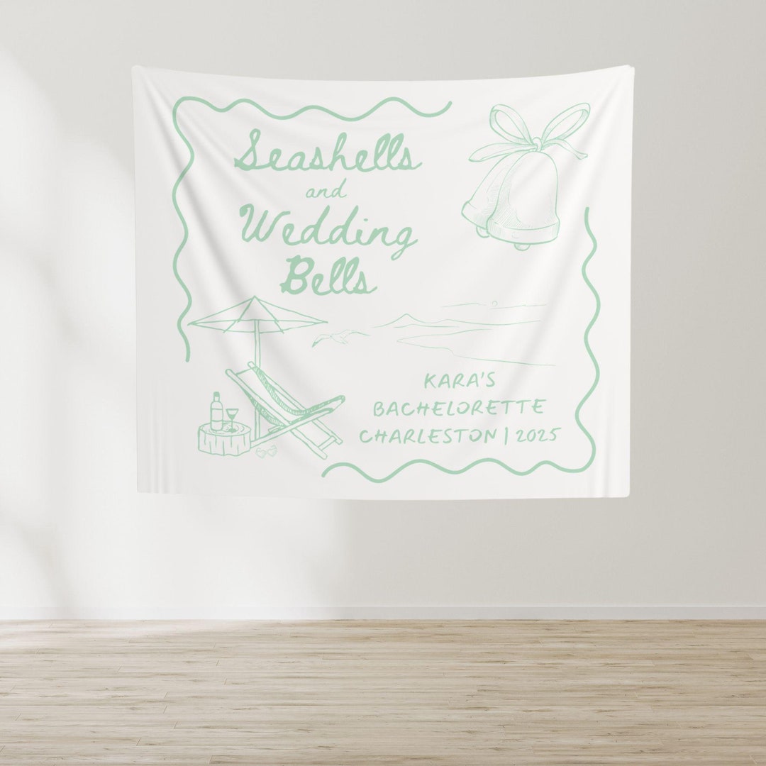 Seashells and Wedding Bells Bachelorette Party Banner, Personalized ...