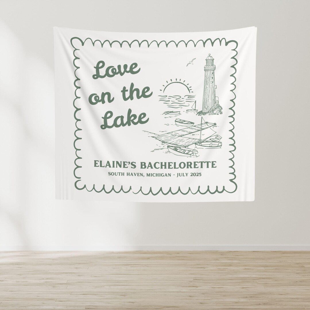 Custom Lake Bachelorette Banner, Personalized Camp Bach Party Fabric ...