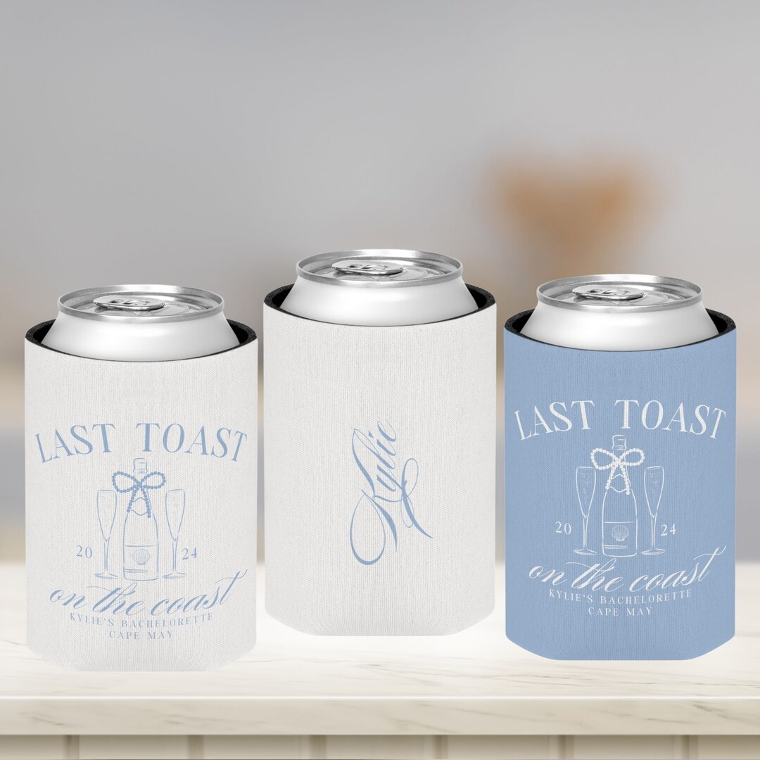 Last Toast on the Coast Beach Bachelorette Can Coolers, Personalized ...
